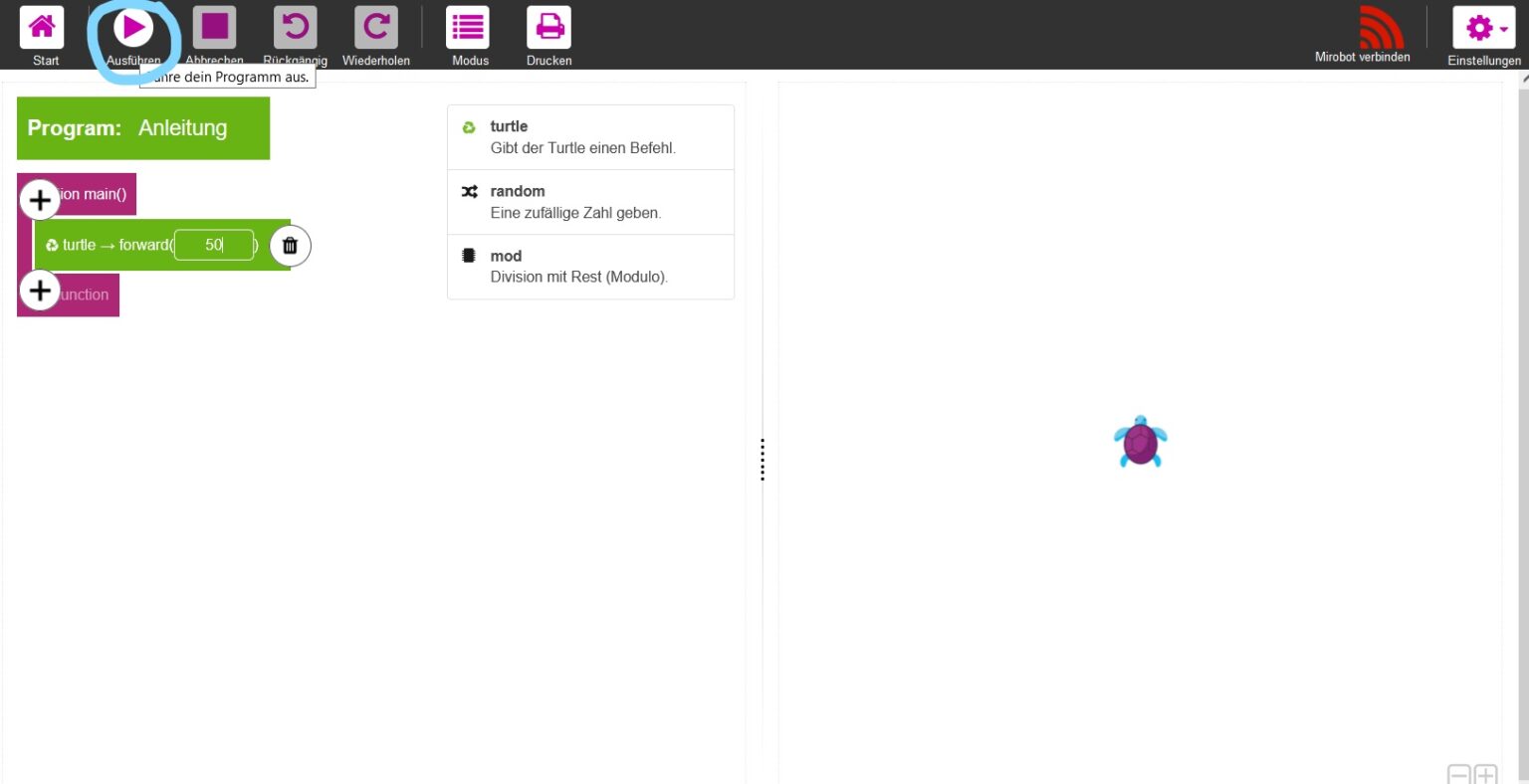 Anwendungsanleitung turtle – Didaktik der Informatik