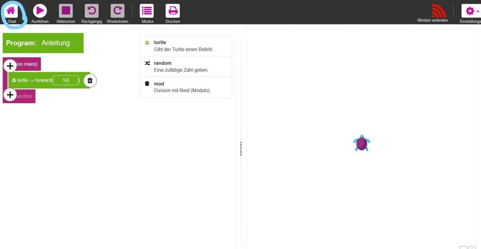 Anwendungsanleitung turtle – Didaktik der Informatik